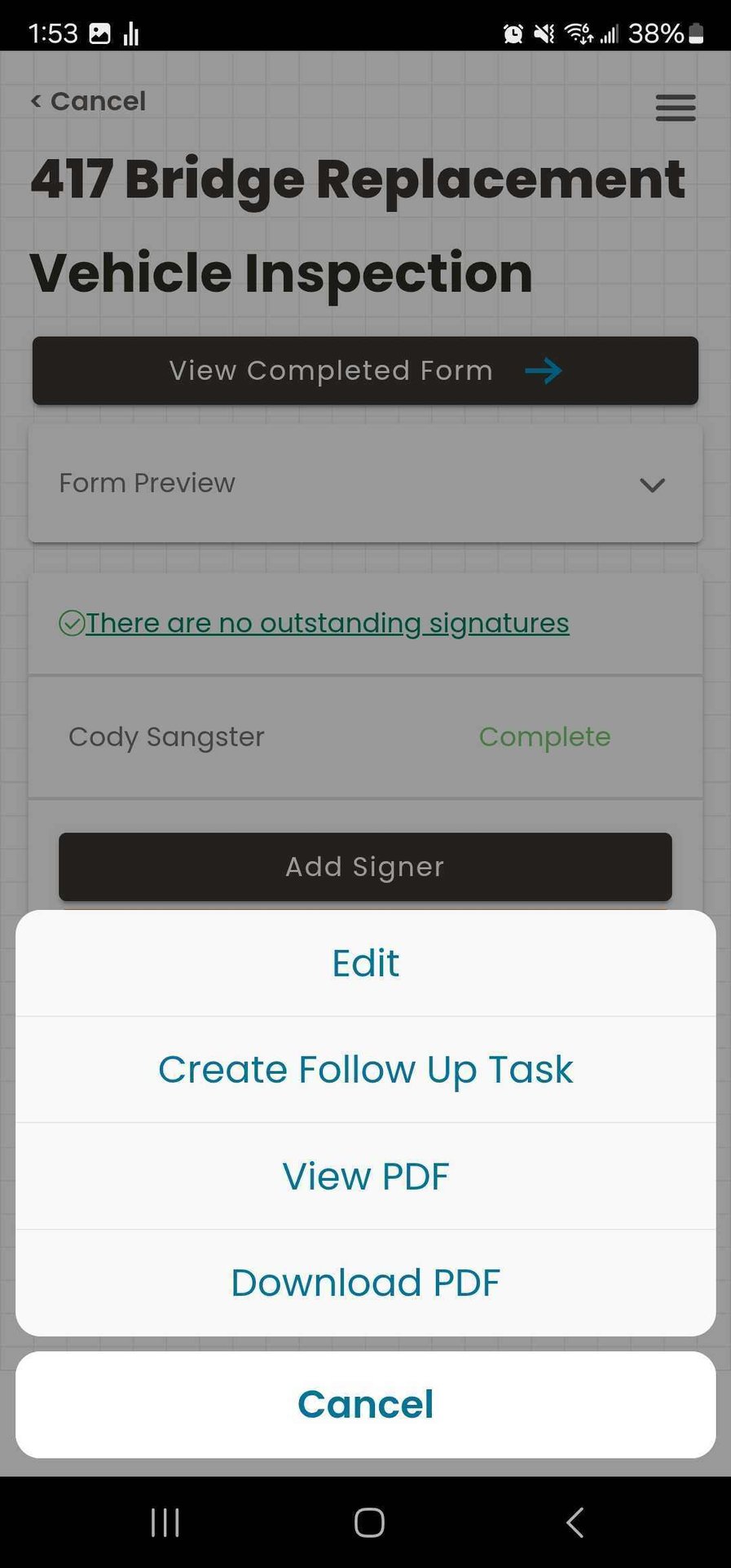 How do I edit a form I have already filled out on the Corfix app?