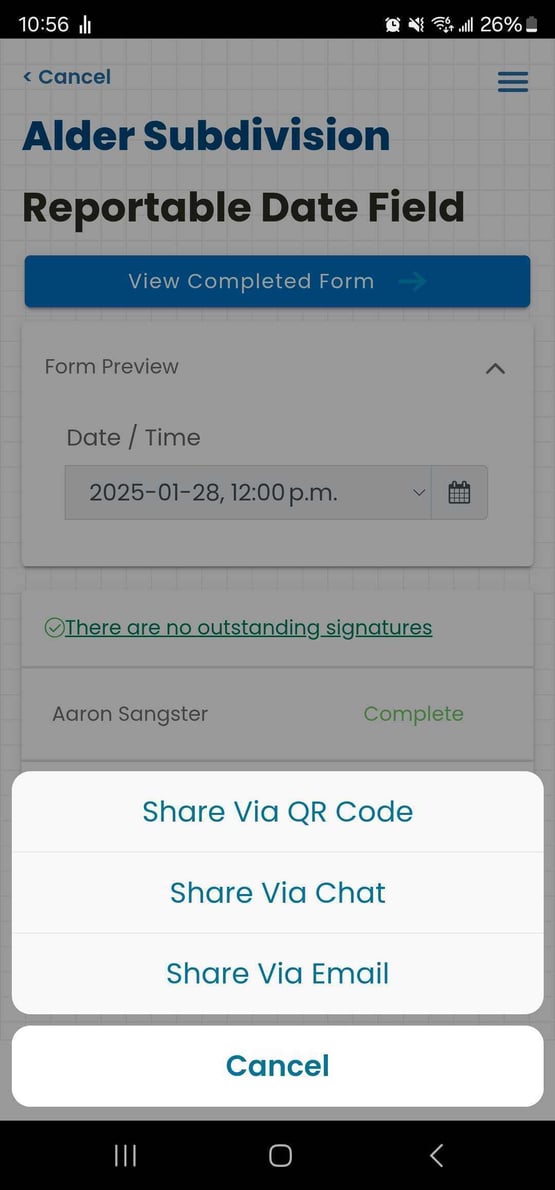 Can I create a QR code for external signers to view and sign a form?