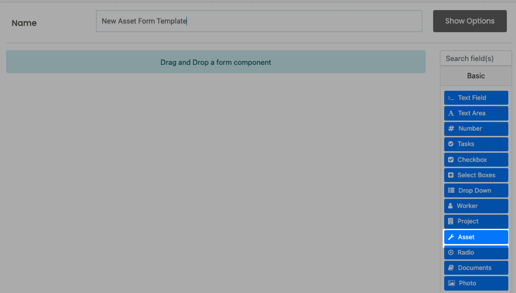 How to add the Asset component to a new or existing Template.