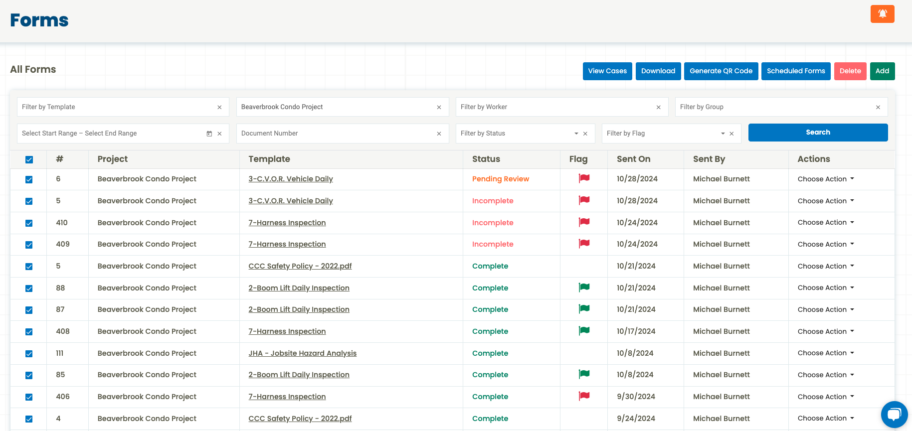 How do I bulk delete Forms?