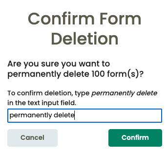 How do I bulk delete Forms?
