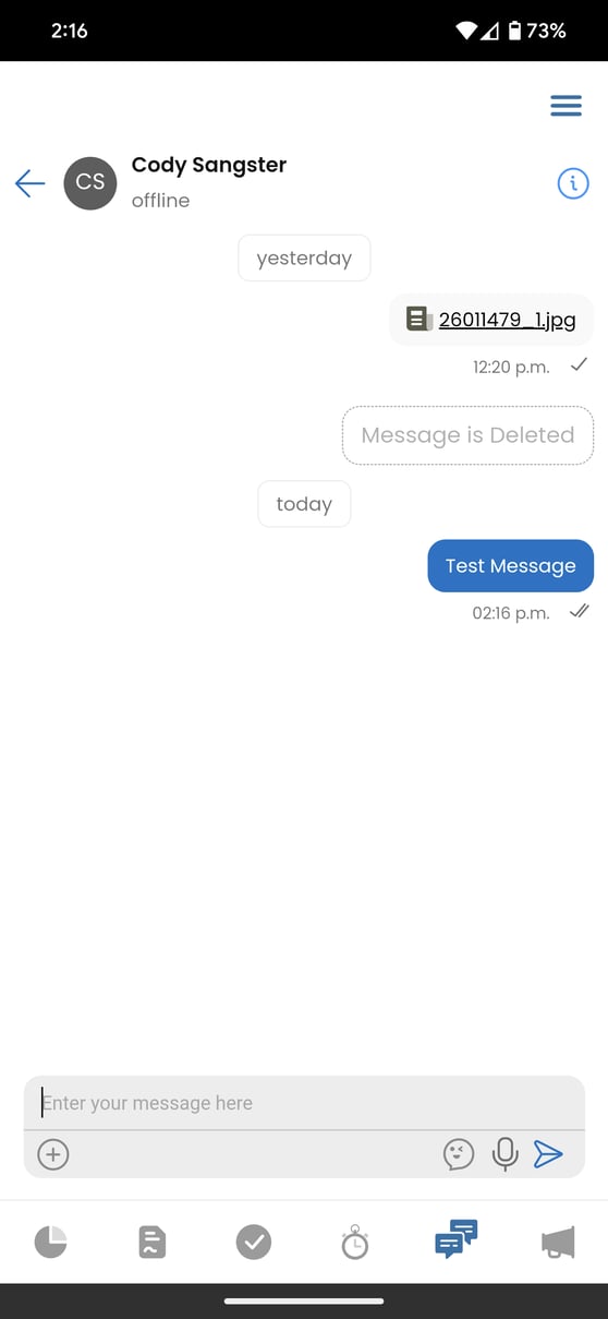 How do I send a Chat and Attach files on Mobile?