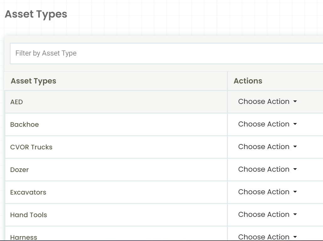 How do I set up Asset types?