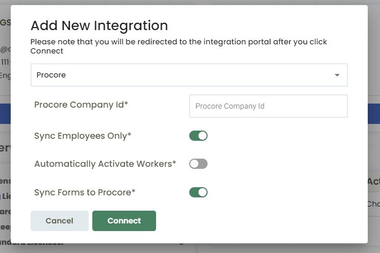 How do I integrate Corfix with Procore?